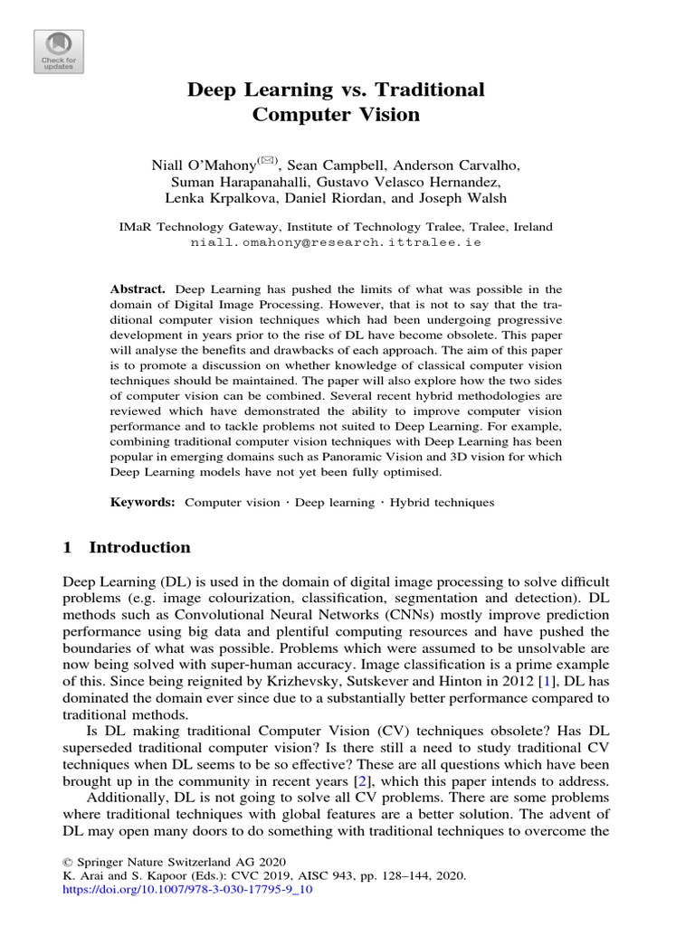 Deep Learning Vs Traditional Computer Vision | PDF | Deep Learning ... Deep Learning Vs Traditional Computer Vision | PDF | Deep Learning ...