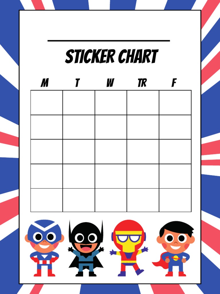 blue and red superhero sticker chart | PDF