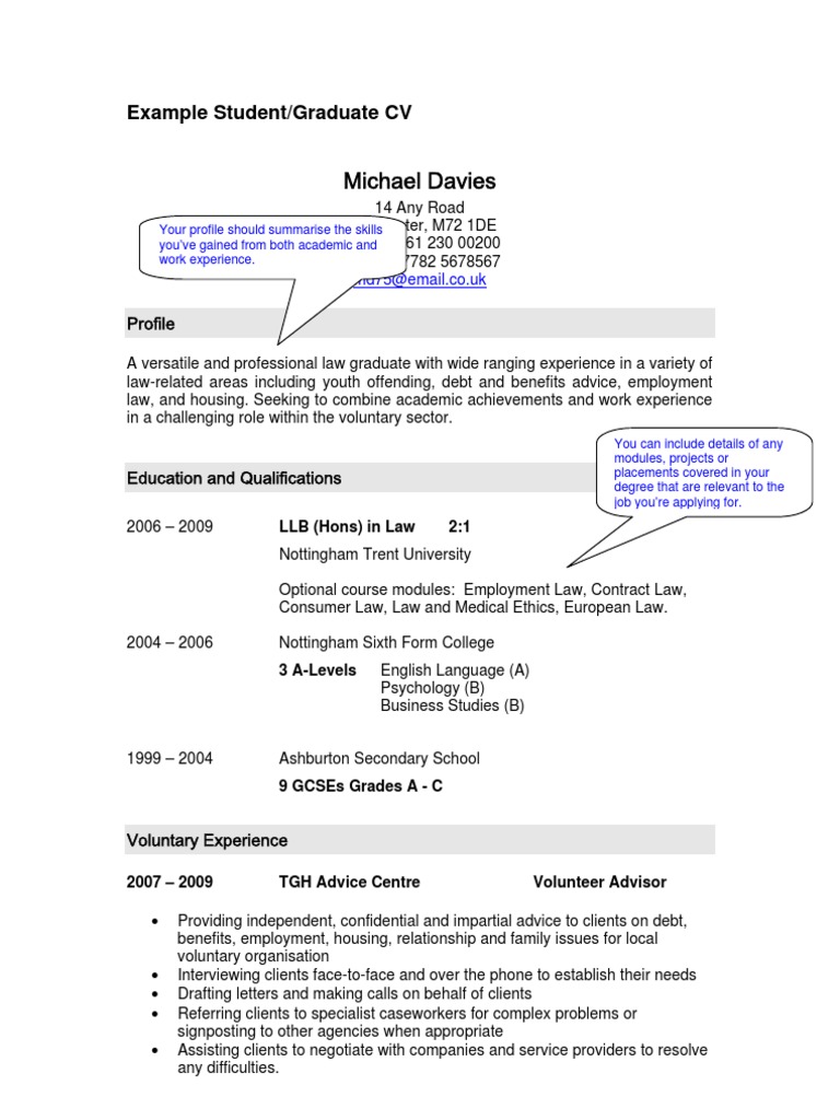 Cas Example Student Graduate CV | PDF | Mentorship | Volunteering