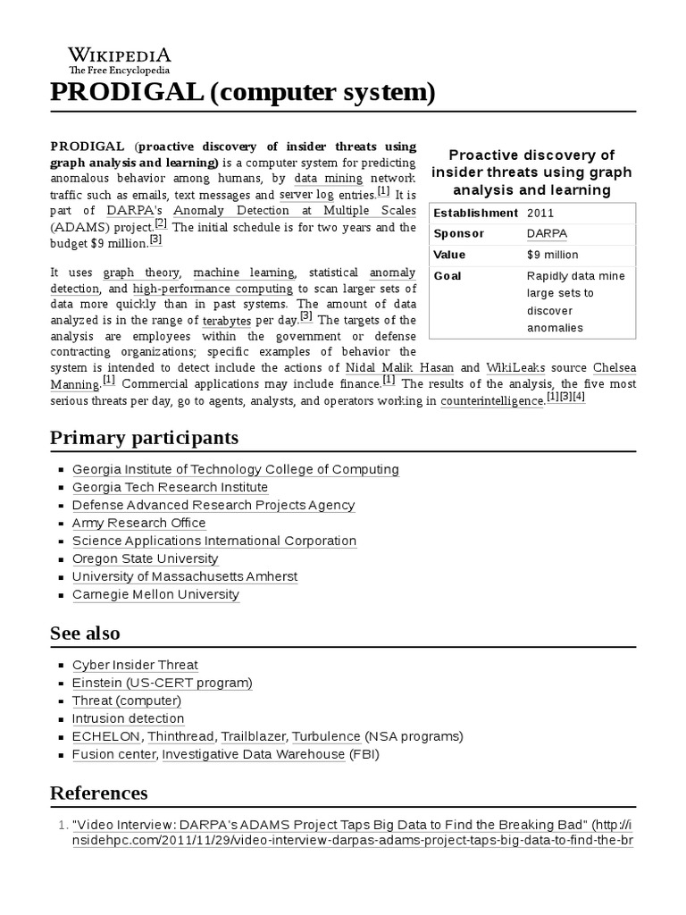 PRODIGAL (Computer System) | PDF | Computing | Information Technology