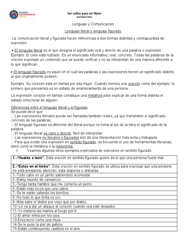 Poema Lenguaje Literal y Figurado | PDF | Ciencia cognitiva ...