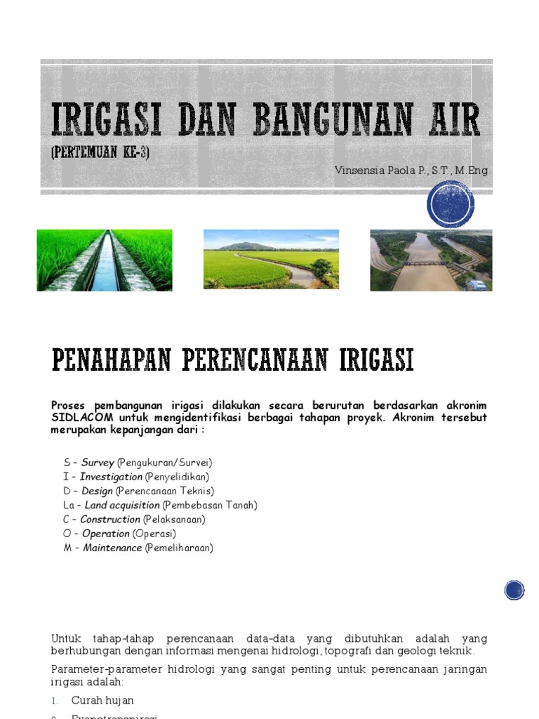 Proses Pembangunan Irigasi SIDLACOM | PDF