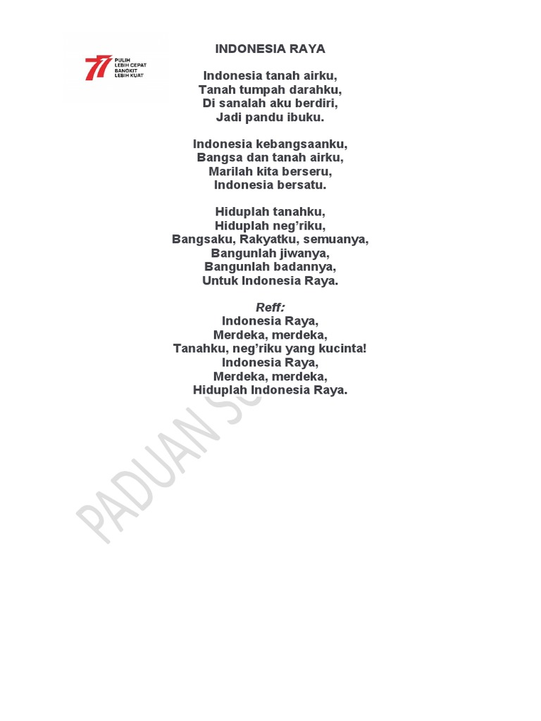 Teks Lagu Nasional | PDF