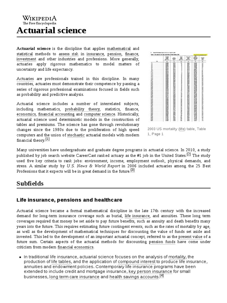 Actuarial Science | PDF | Actuarial Science | Actuary