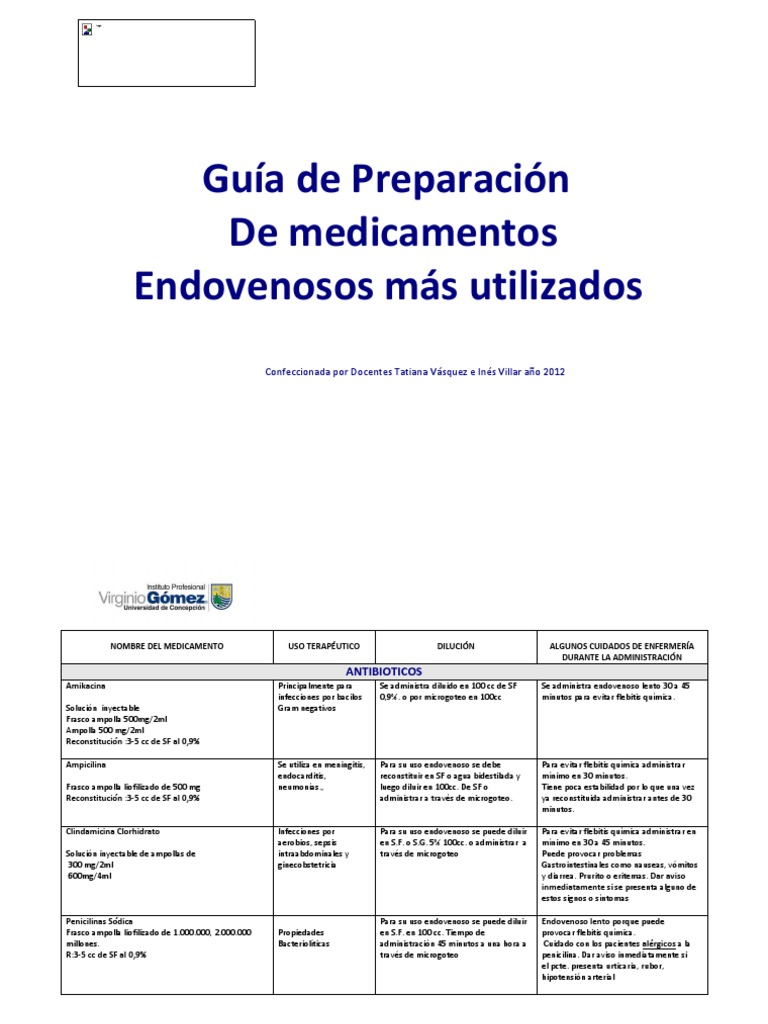 Guia de Medicamentos EV Más Utilizados | PDF | Penicilina | Analgésico