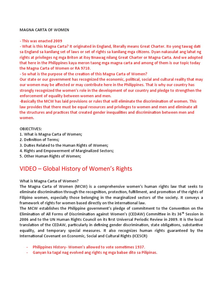 Magna Carta of Women | PDF | Discrimination | Social Exclusion