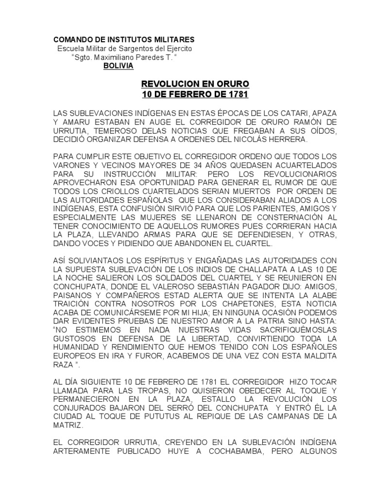 Revolucion de Oruro | PDF