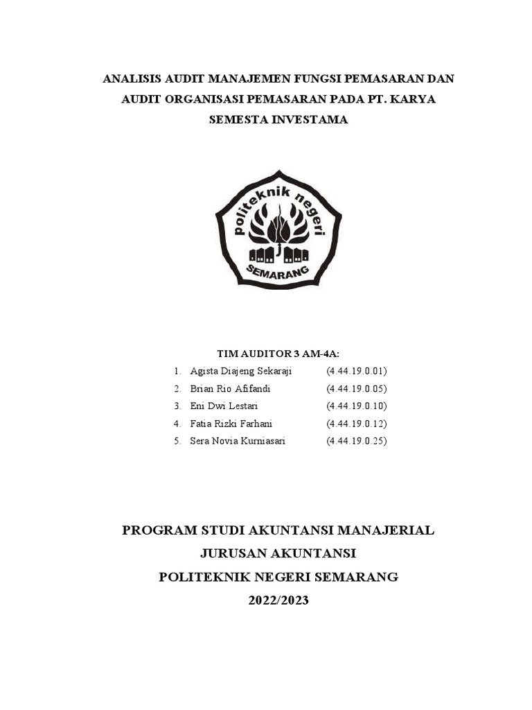 Kelompok 3 - Audit Manajemen Pemasaran | PDF | Bisnis