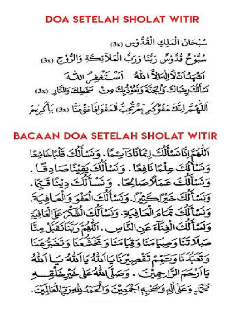 Doa Tarawih Dan Witir | PDF