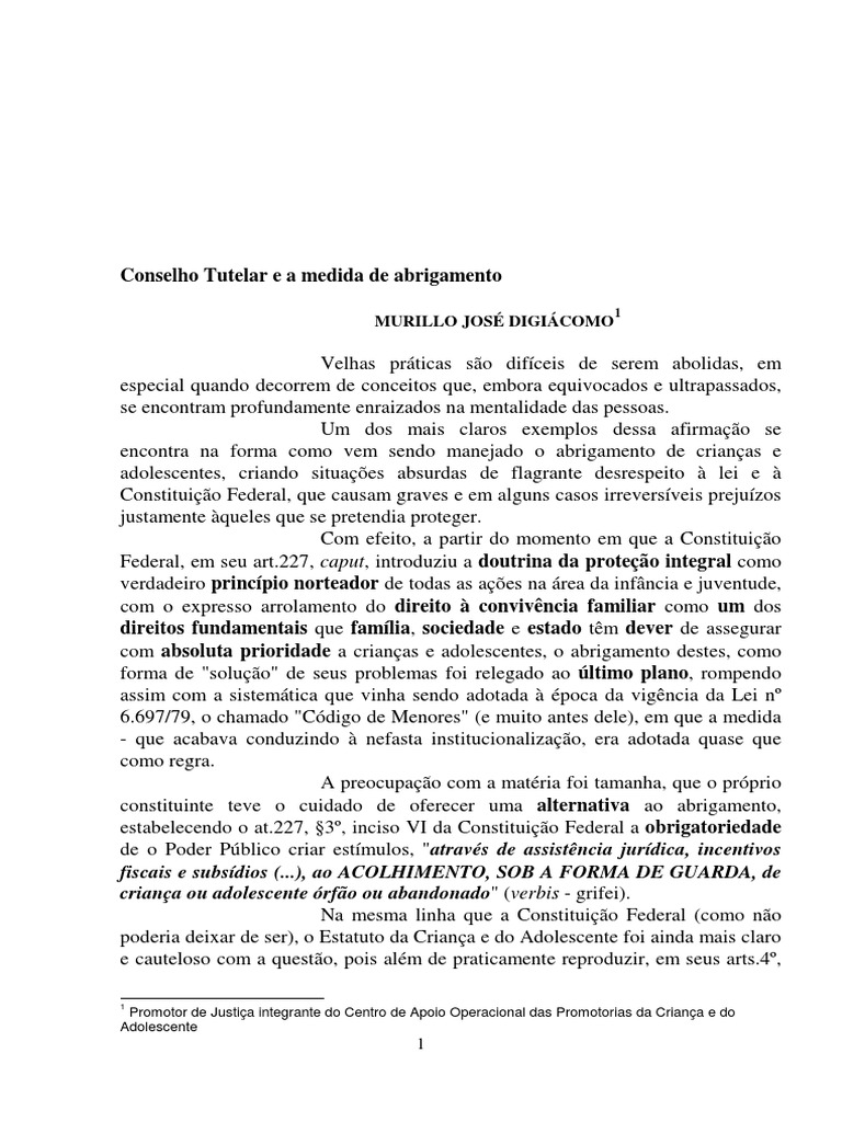Conselho Tutelar Medida de Abrigamento | Download grátis PDF | Família ... Conselho Tutelar Medida de Abrigamento | Download grátis PDF | Família ...