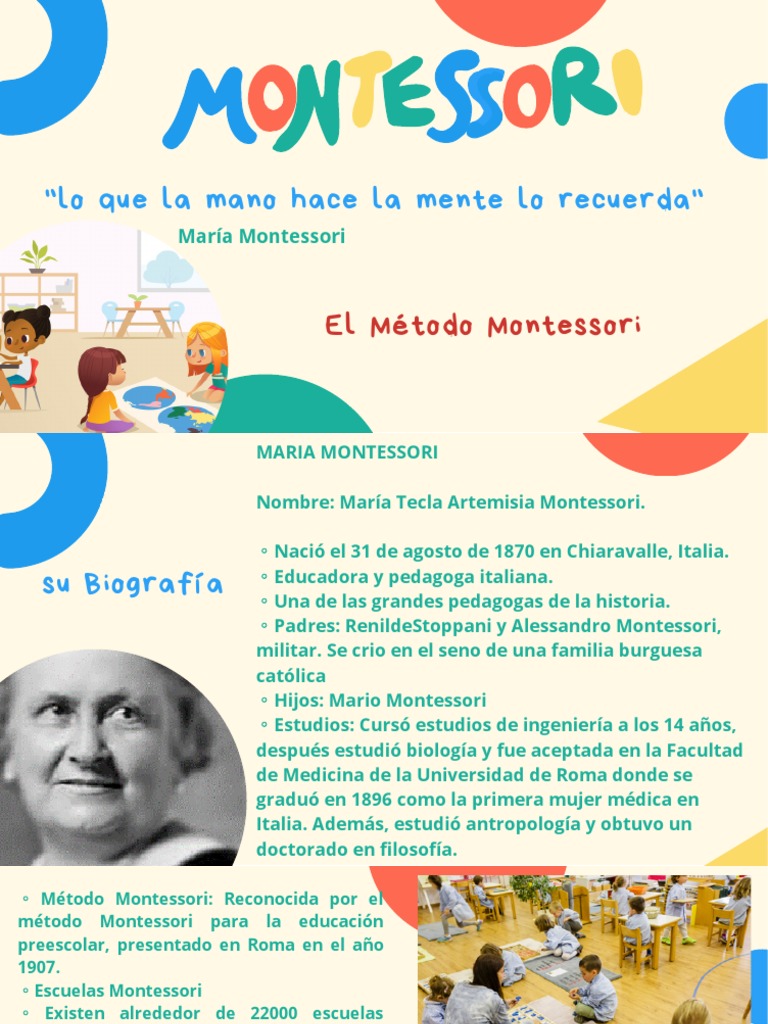 Presentacion Metodo Montessori | PDF | Educación Montessori | Aprendizaje