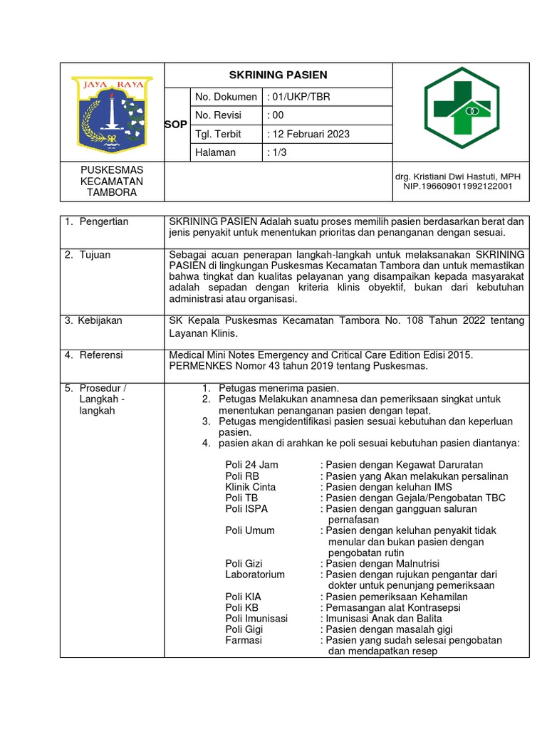 Sop Skrining Print | PDF