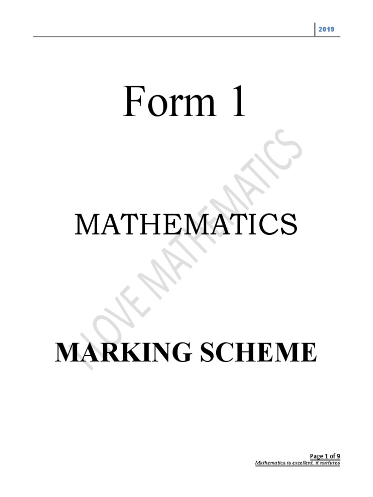 Maths Form 1 End of Term 2 MS Set 2 | PDF