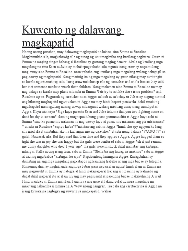 Kuwento NG Dalawang Magkapatid | PDF