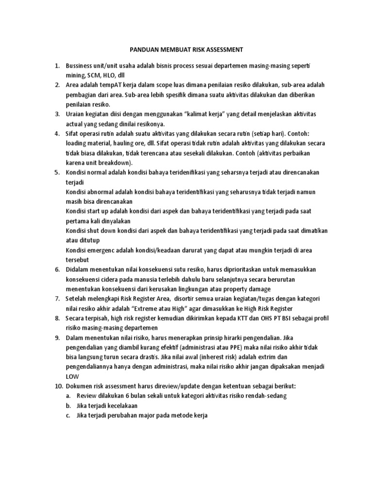 Panduan Membuat Risk Assessment | PDF | Bisnis | Teknologi & Rekayasa