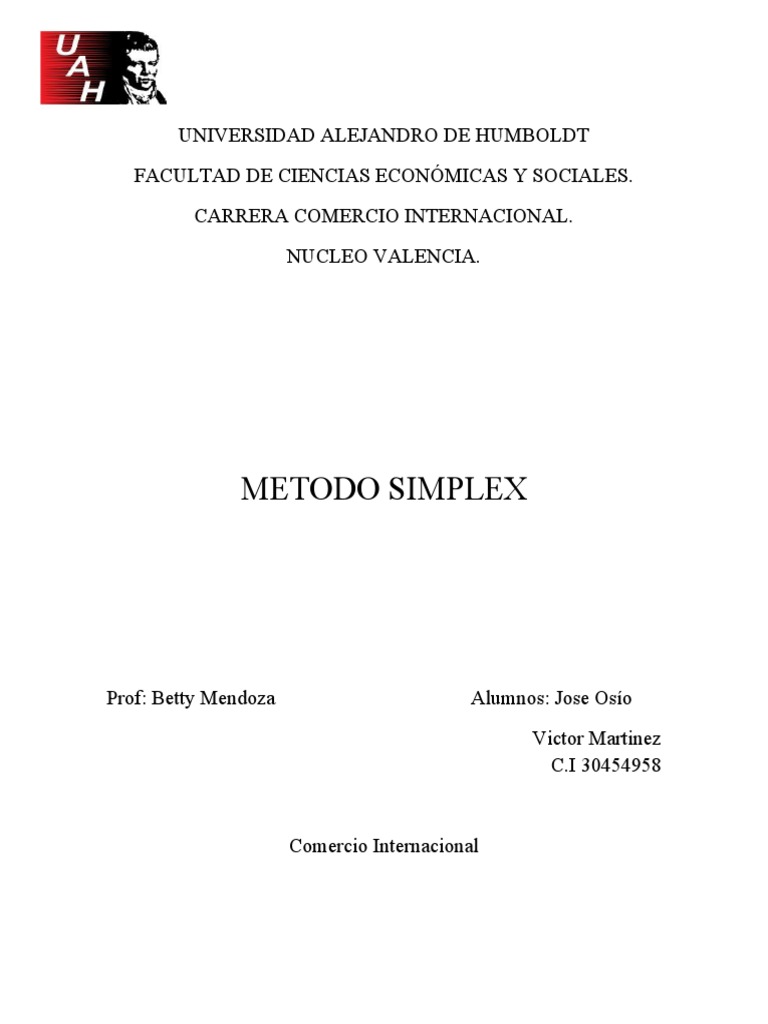 Metodo Simplex | PDF | Programación lineal | Ingeniería de Sistemas