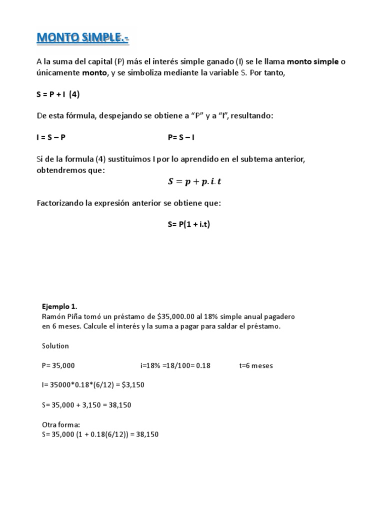 Monto Simple 1 | PDF | Finanzas y dinero
