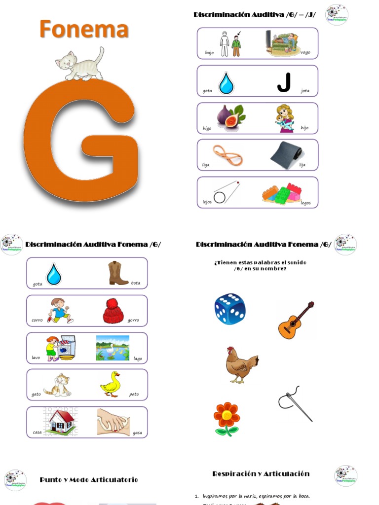 Actividades para el Fonema G | PDF | Fonética | Voz humana