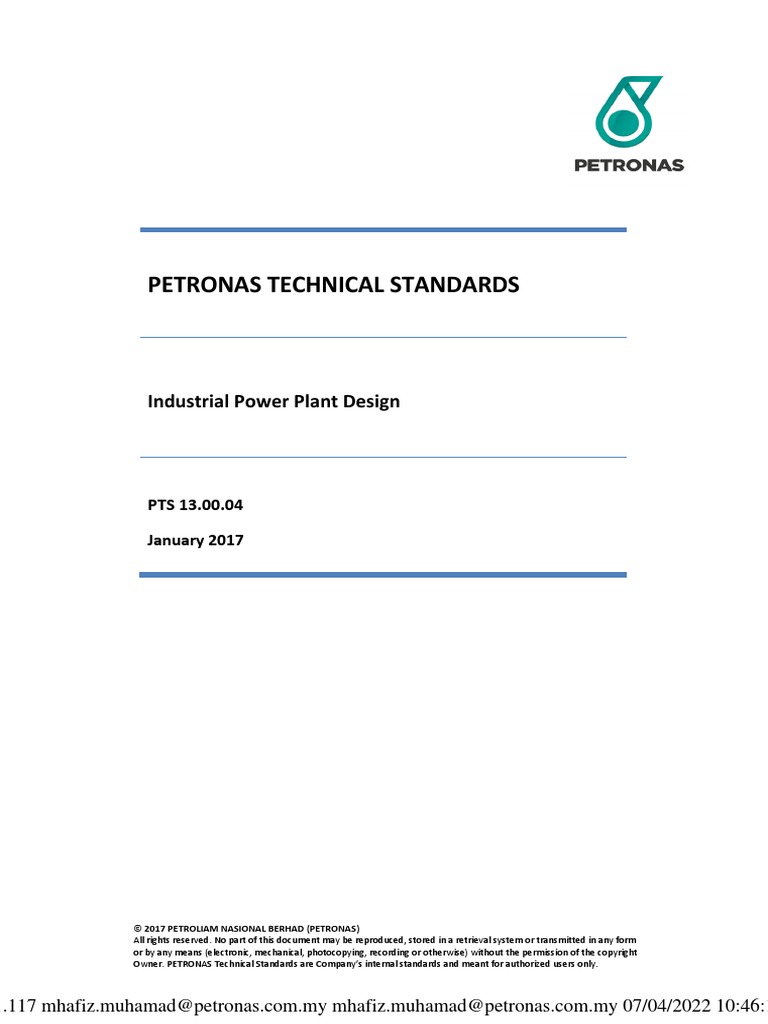 Petronas Technical Standards: Industrial Power Plant Design | Download ...
