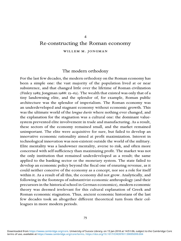 Analyzing the Roman Economy's Stagnation | PDF | Archaeology | Roman Empire