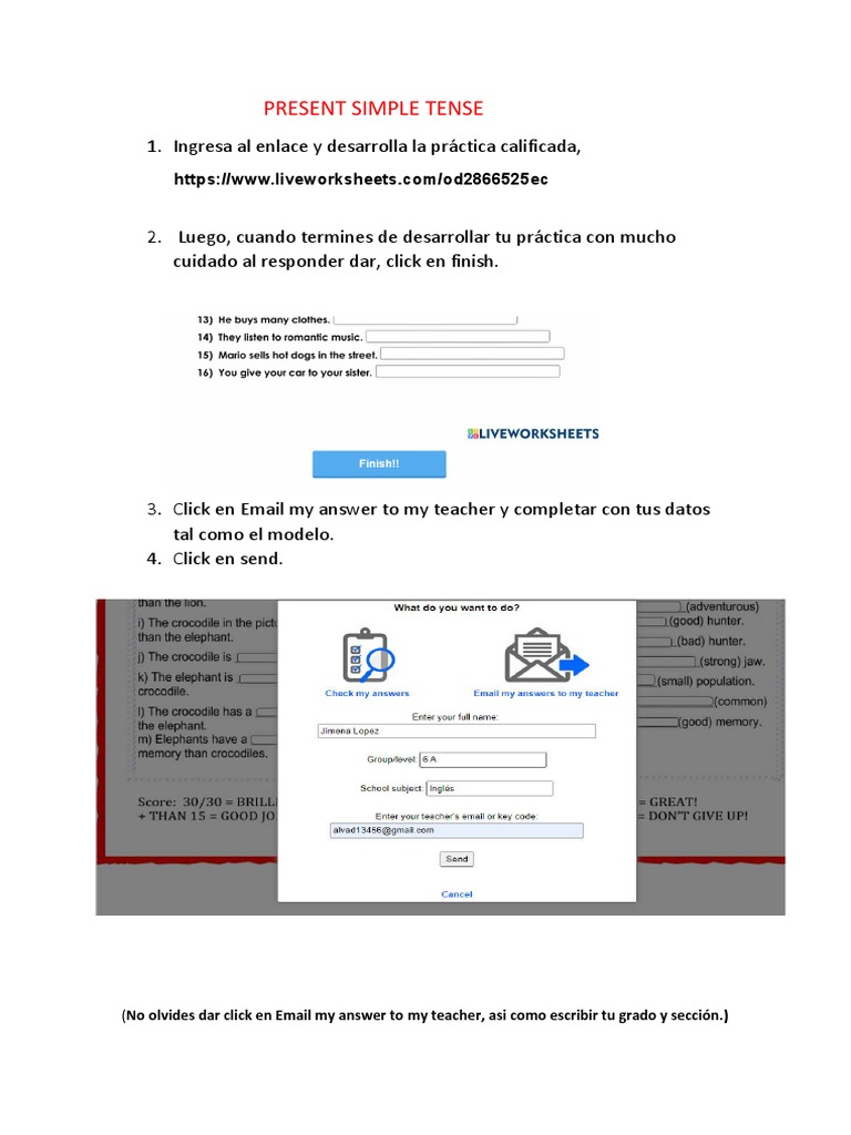 PRACTICA CALIFICADA SIMPLE PRESENT TENSE 4TO Segundo Bimestre | PDF