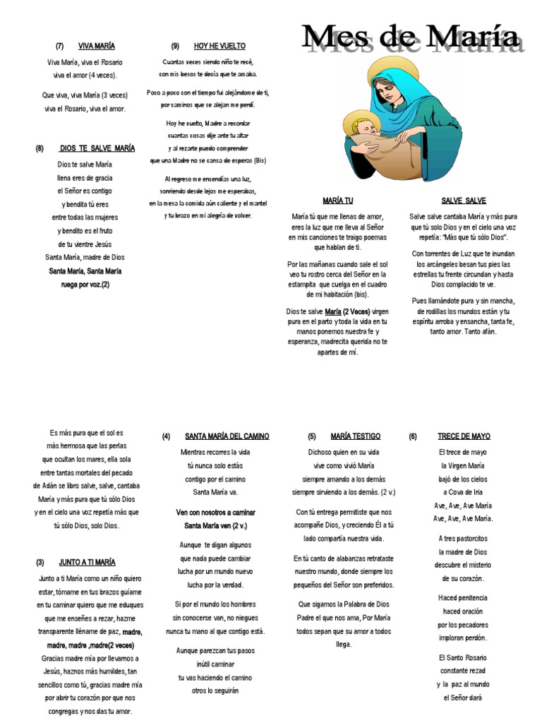 Cancionero Mes de Maria | PDF | María, madre de Jesús | Oración