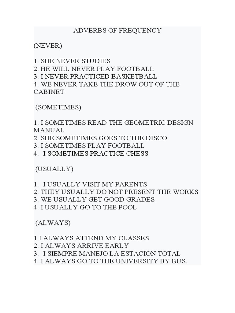 Adverbs of Frequency | PDF