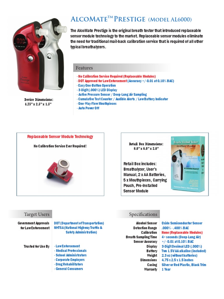 Alcomate Prestige | PDF | Manufactured Goods