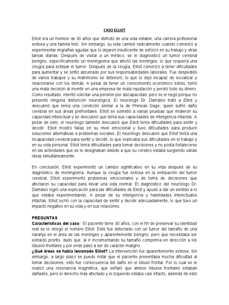 Caso Elliot | PDF | Cerebro | Lóbulo frontal