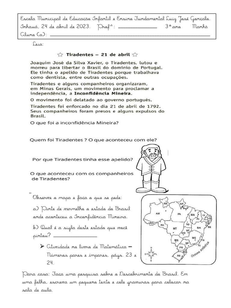 Atividade 3º Ano A e B - 24 A 28,04 | PDF | Cor | Vermelho