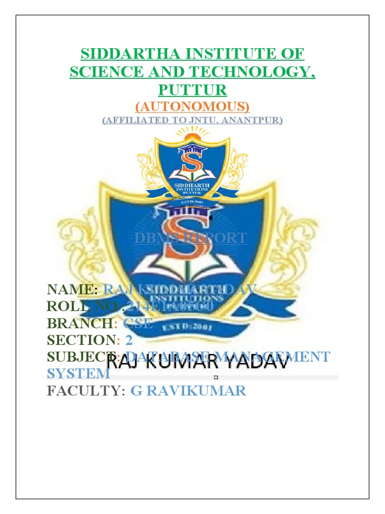 DBMS Report Raj | PDF | Relational Database | Databases
