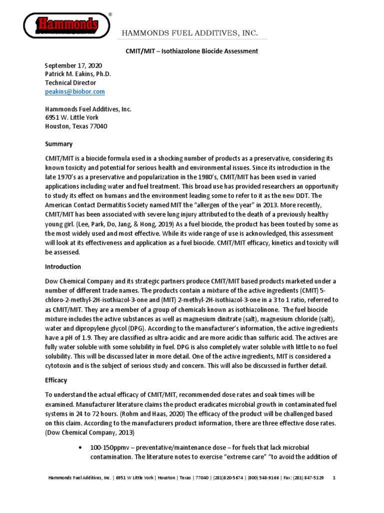 CMIT-MIT-Isothiazolone-Biocide-Assessment - Stability | PDF | Ph | Dose ...