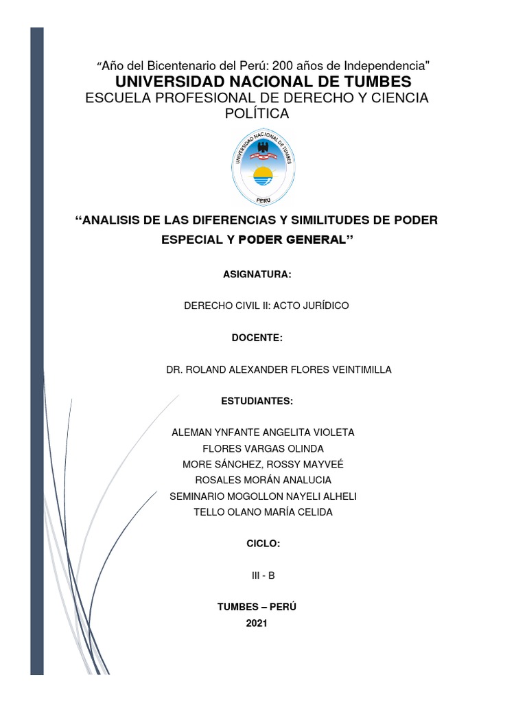 Poder General y Especial Word General | PDF | Derecho Civil (Common Law ...