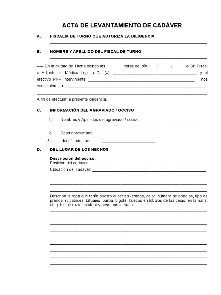 Formato de Acta de Levantamiento de Cadáver-1 | PDF