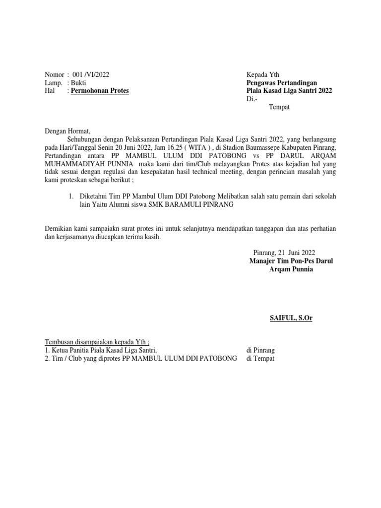 Fom Surat Protes | PDF