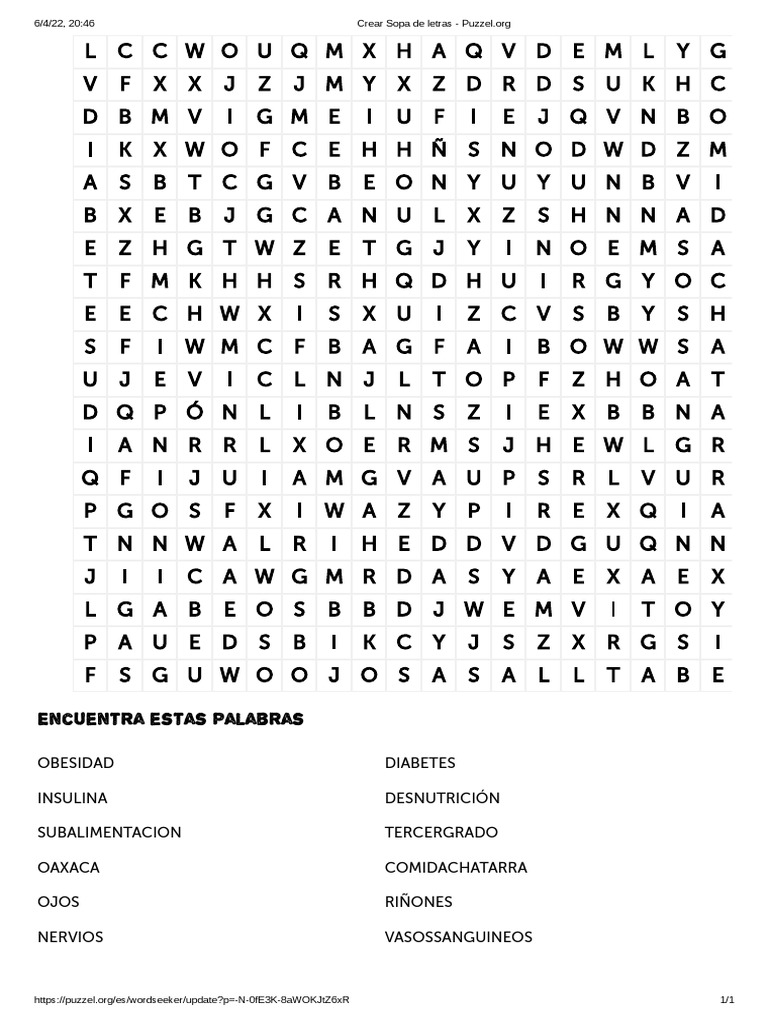 Sopa de Letras | PDF | Medicina CLINICA | Enfermedades endocrinas.