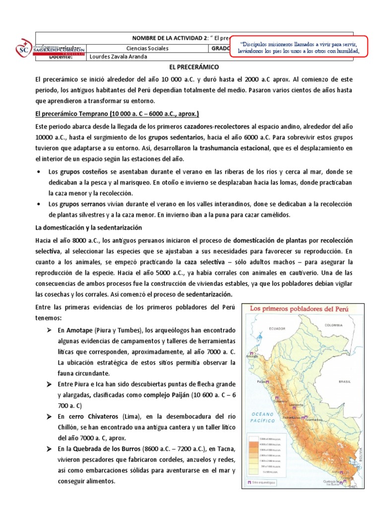Historia del Precerámico en Perú | PDF | Cazador recolector | Arqueología