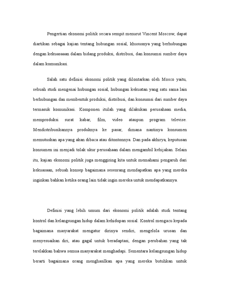 Ekonomi Politik Media Vincent Mosco | PDF