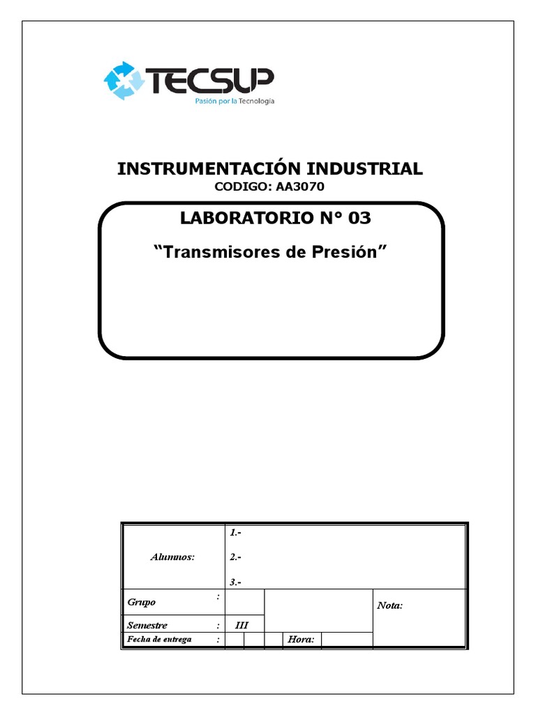 Laboratorio 03 Transmisores de Presión | PDF | Sensor | Presión
