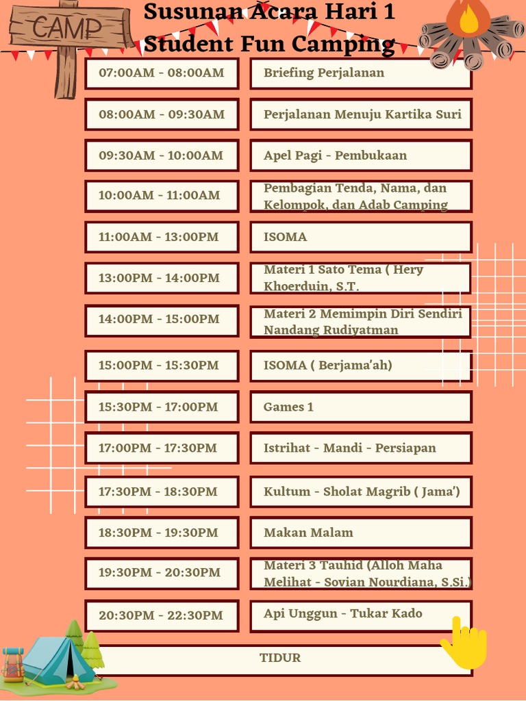 Rondown Acara Camping | PDF | Olahraga & Rekreasi | Memasak, Makanan ...