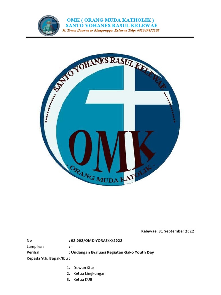 Format Surat Undangan OMK | PDF