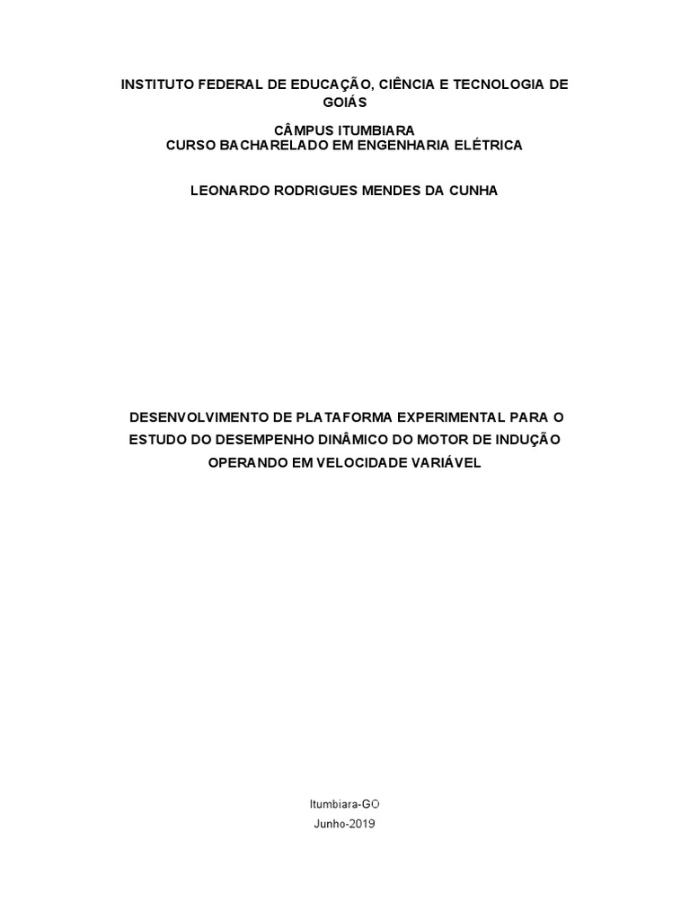 Exemplo Pre-Projeto de TCC | PDF | Engenharia Elétrica | Motores