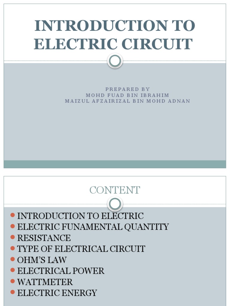Introduction To Electric Circuit | PDF | Electric Power | Electrical ...