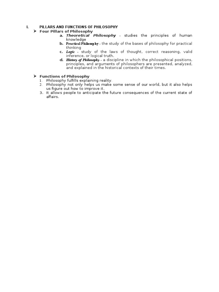 Pillars and Functions of Philosophy | PDF