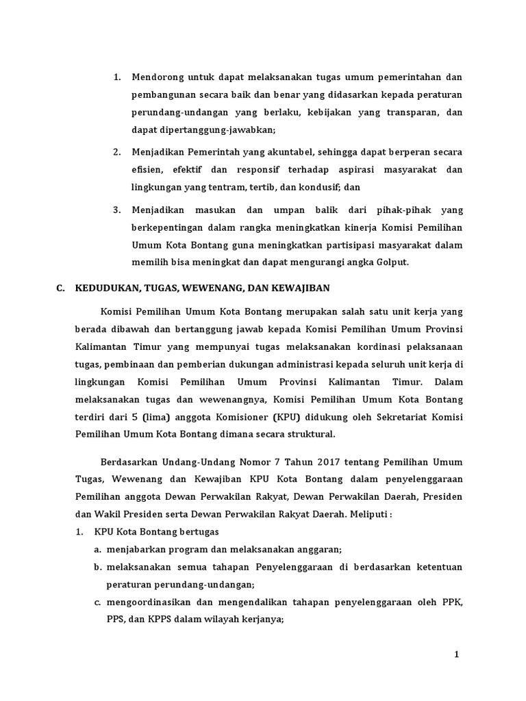 Profil Dan Struktur Kpu Bontang | PDF