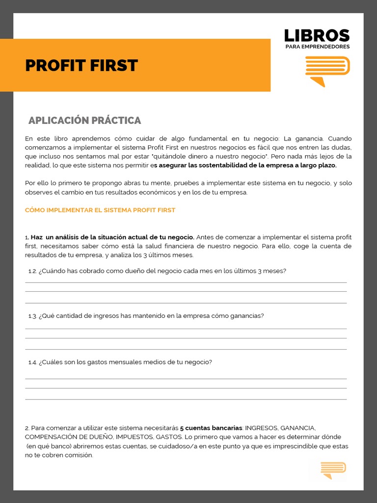 Libro de Trabajo Profit First | PDF | Bancos | Presupuesto