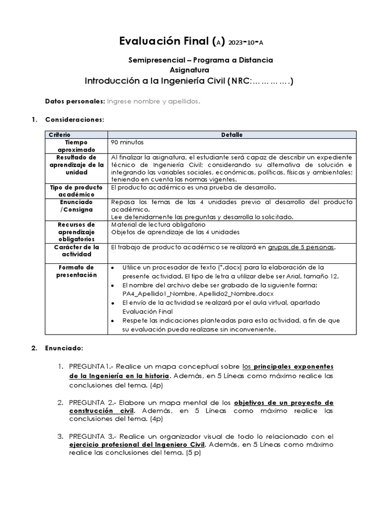 Evaluación Final | PDF