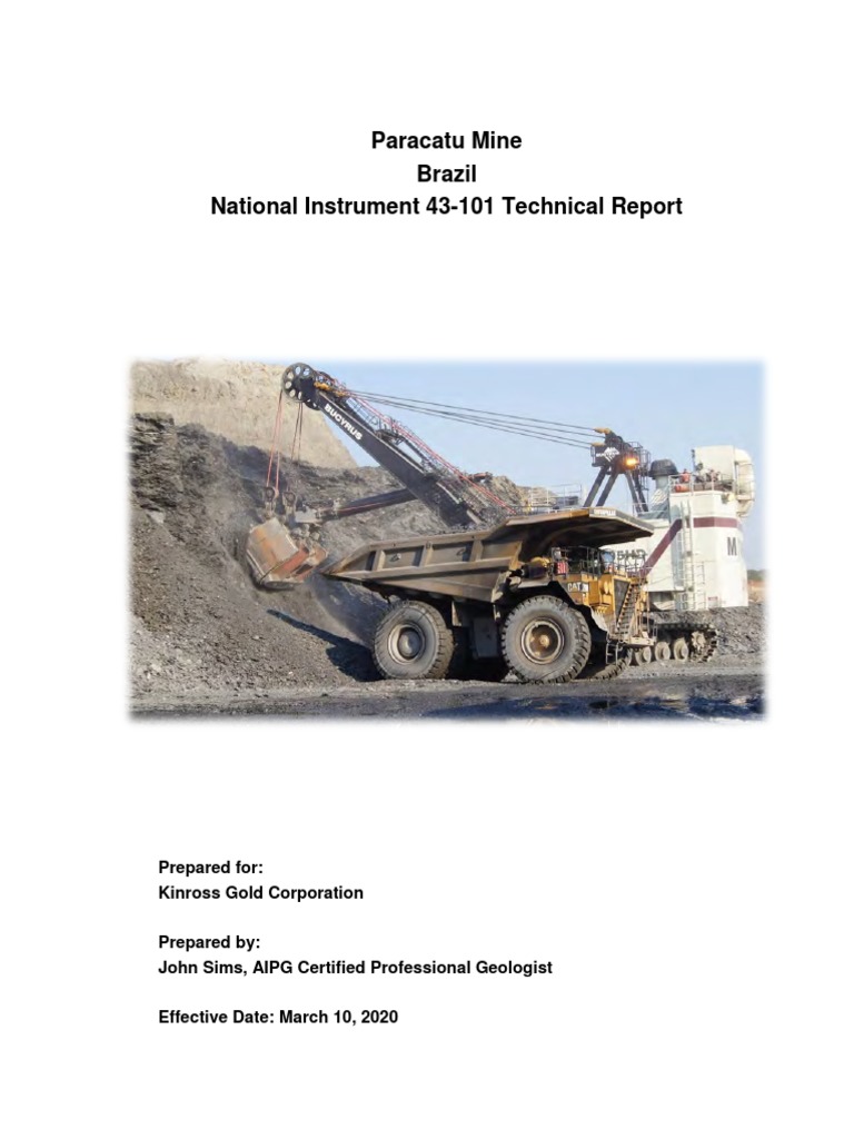 Kinross Paracatu NI 43 101 Mar 10 2020 | PDF | Mining | Minerals