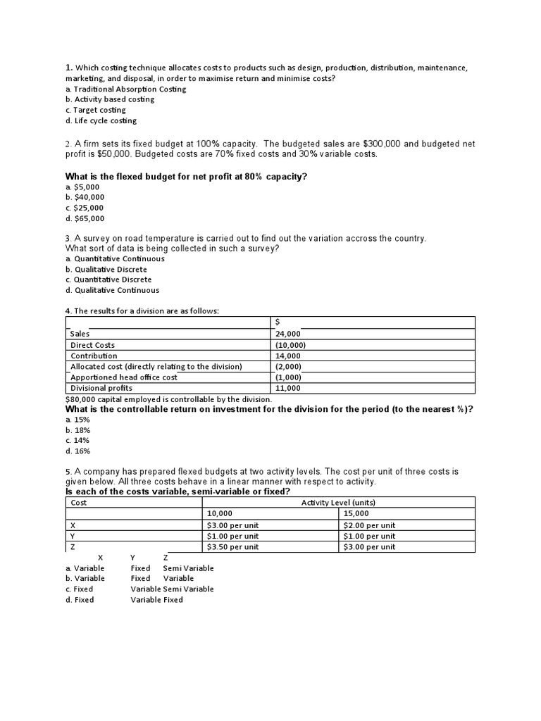 SunwayTes Management Accountant Mock E2 | PDF | Discounting ...