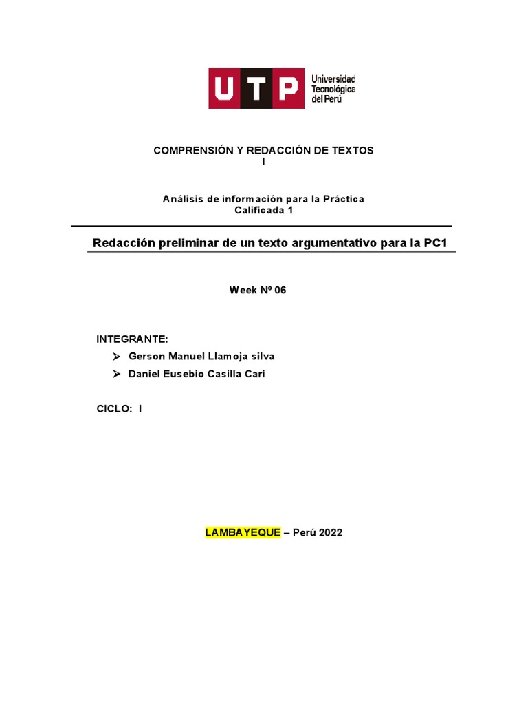 Redacción Preliminar de Un Texto Argumentativo para La PC1 | PDF | Medicamentos con receta ...